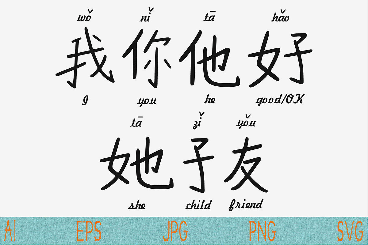 Chinese characters svg child friend, an Icon by FileVectorSVG