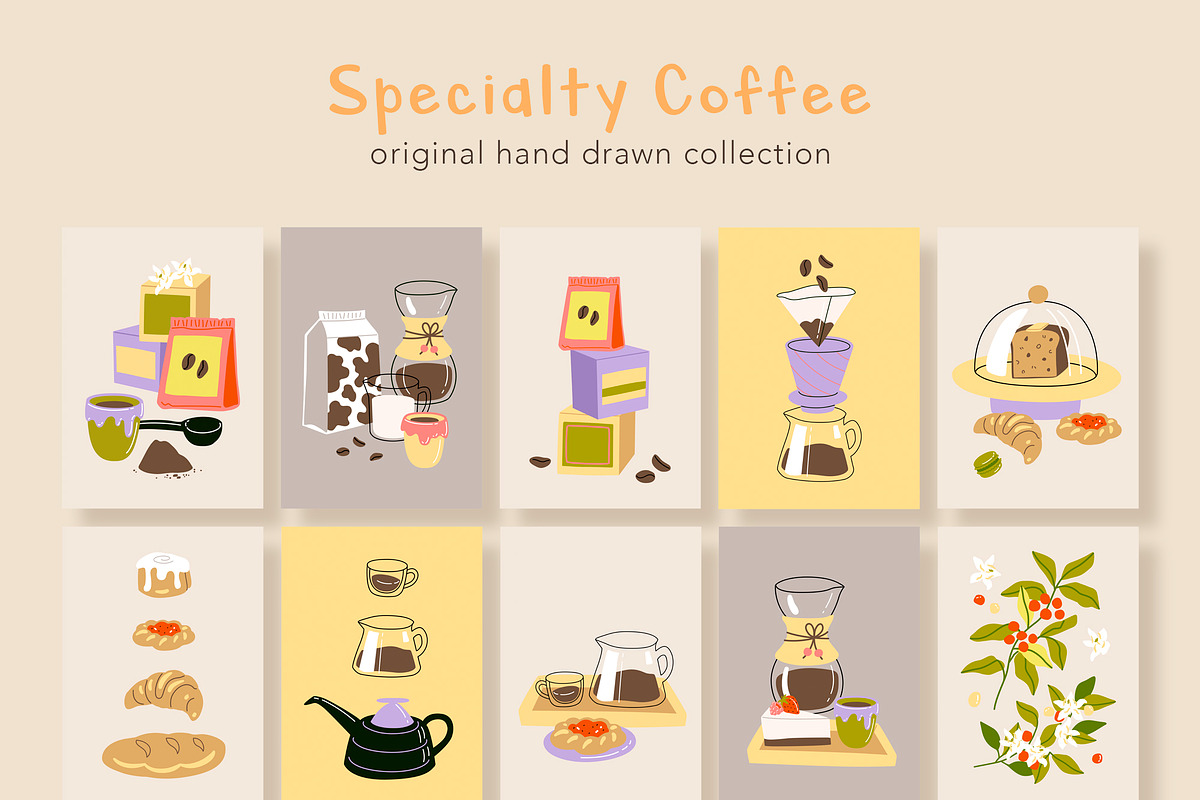 Specialty Coffee collection, a Food Illustration by Volha Studio ...
