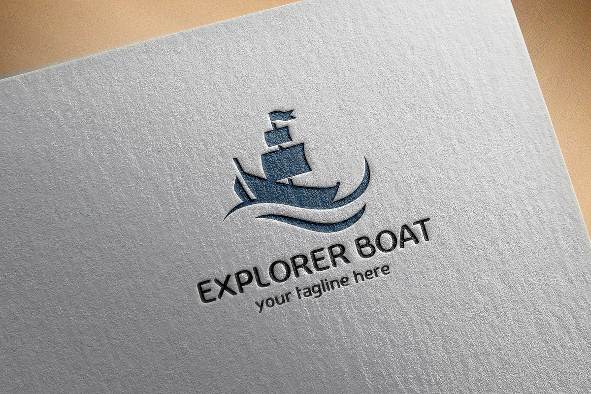 Explorer Boat Vector Logo Template | Creative Market