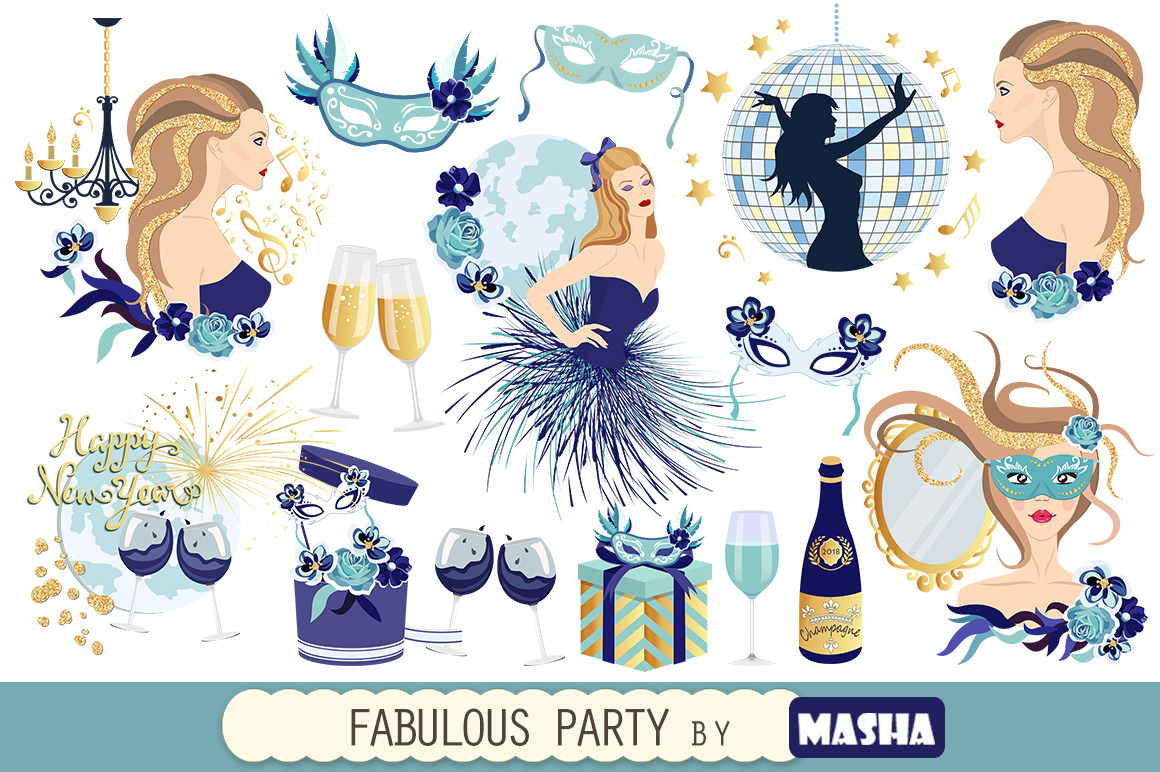 FABULOUS PARTY clipart, an Illustration by Masha Studio