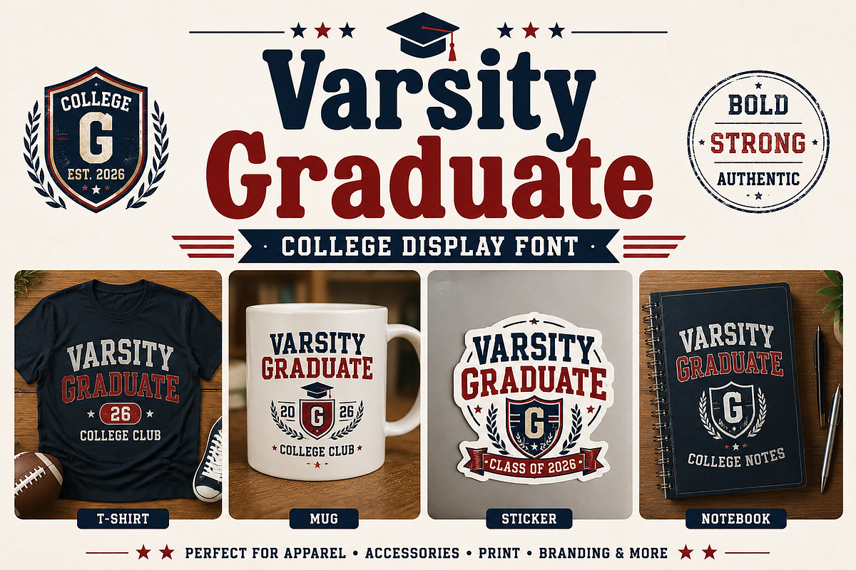 Varsity Graduate, a Slab Serif Font by Wow Magic