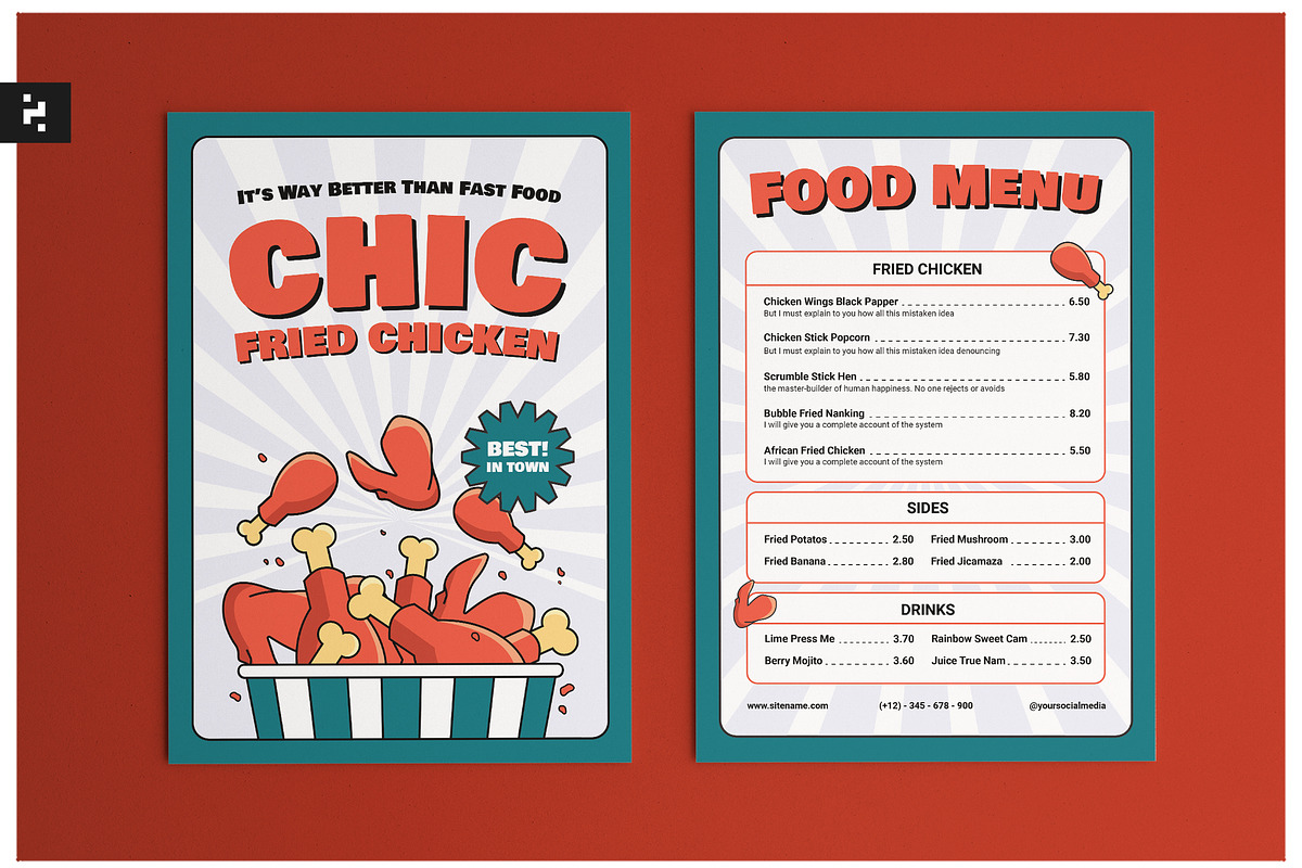 Fried Chicken Menu, a Stationery Template by Neermana
