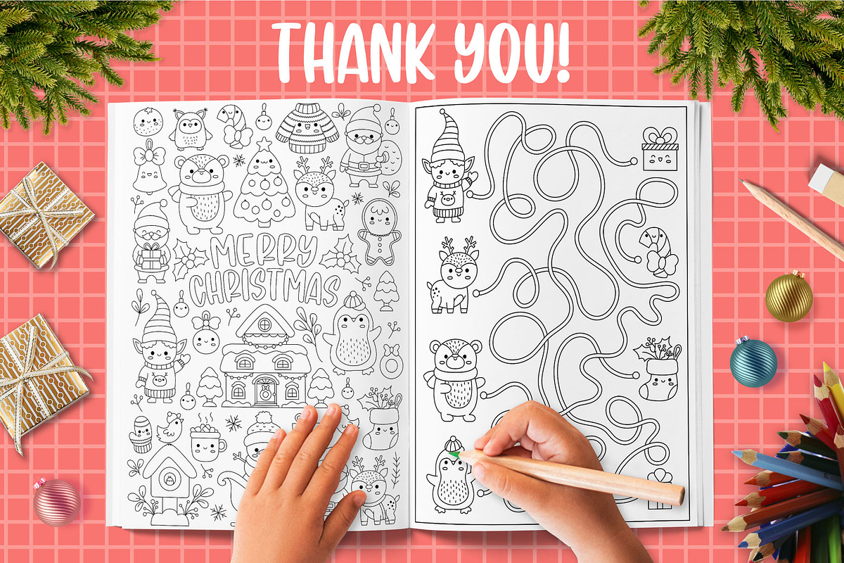 Kawaii Christmas Coloring Games, an Animal Illustration by Lexi Claus