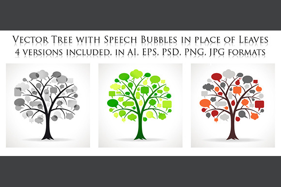 Vector Speech Bubble Trees, an Illustration by FourLeafLover