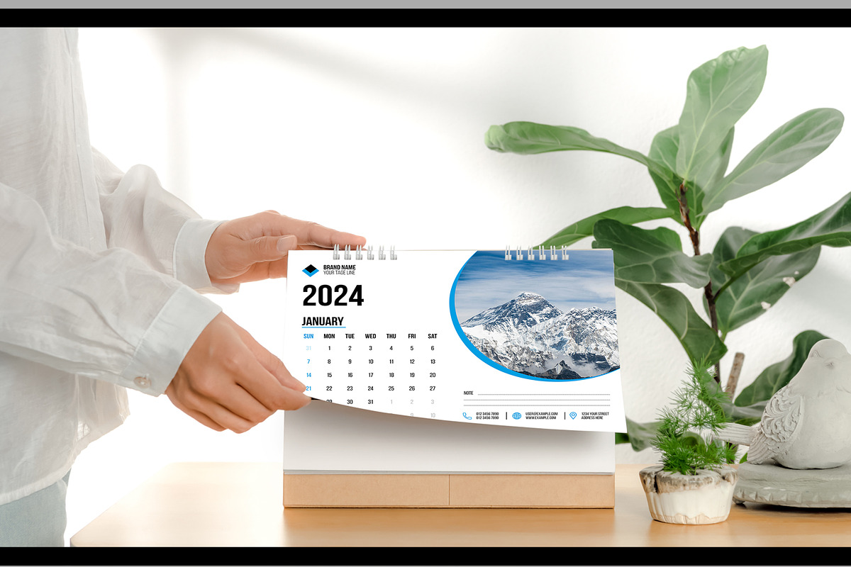 2024 Desk Calendar Design Template | Creative Market