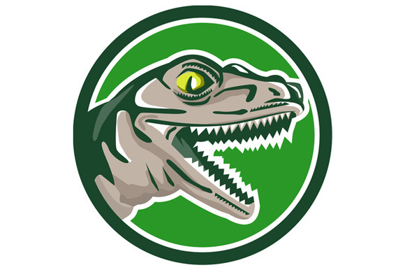 Raptor Head Side Circle Retro, an Illustration by patrimonio