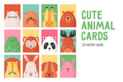 Cute animals card set, an Animal Illustration by Good Studio