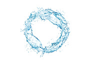 Round water splash, swirl with drops, an Illustration by Vector Tradition