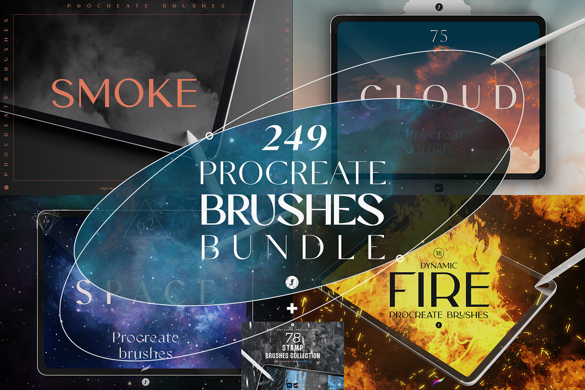 249 Procreate Brushes Bundle, a Brush Add-On by Freezerondigital