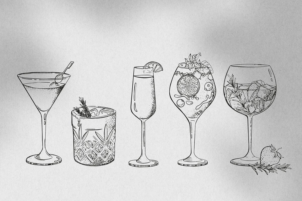 Cocktail Drawing Illustrations &Menu, a Food Illustration by Esther van ...