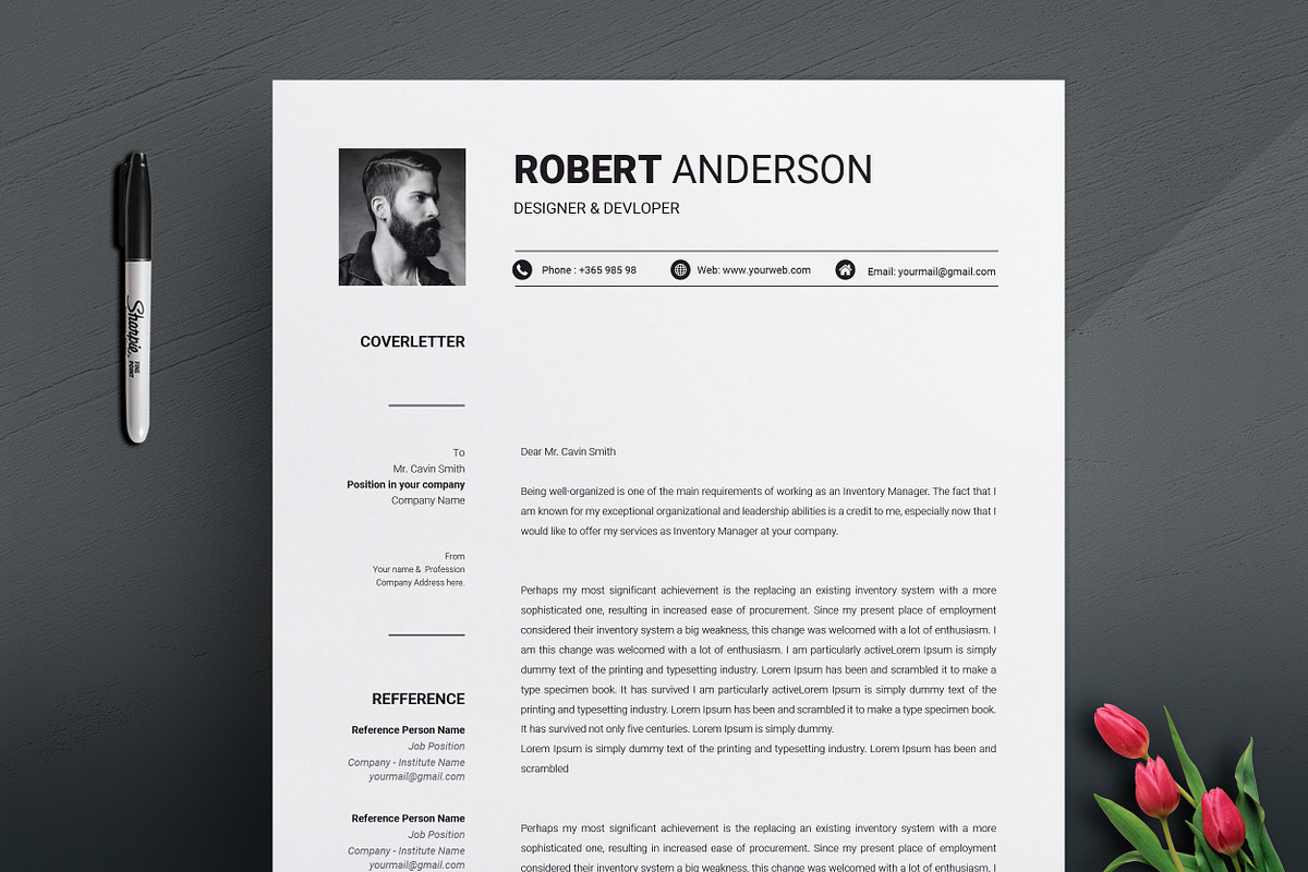 2 Pages Clean Resume Template, a Resume Template by ResumeInventor