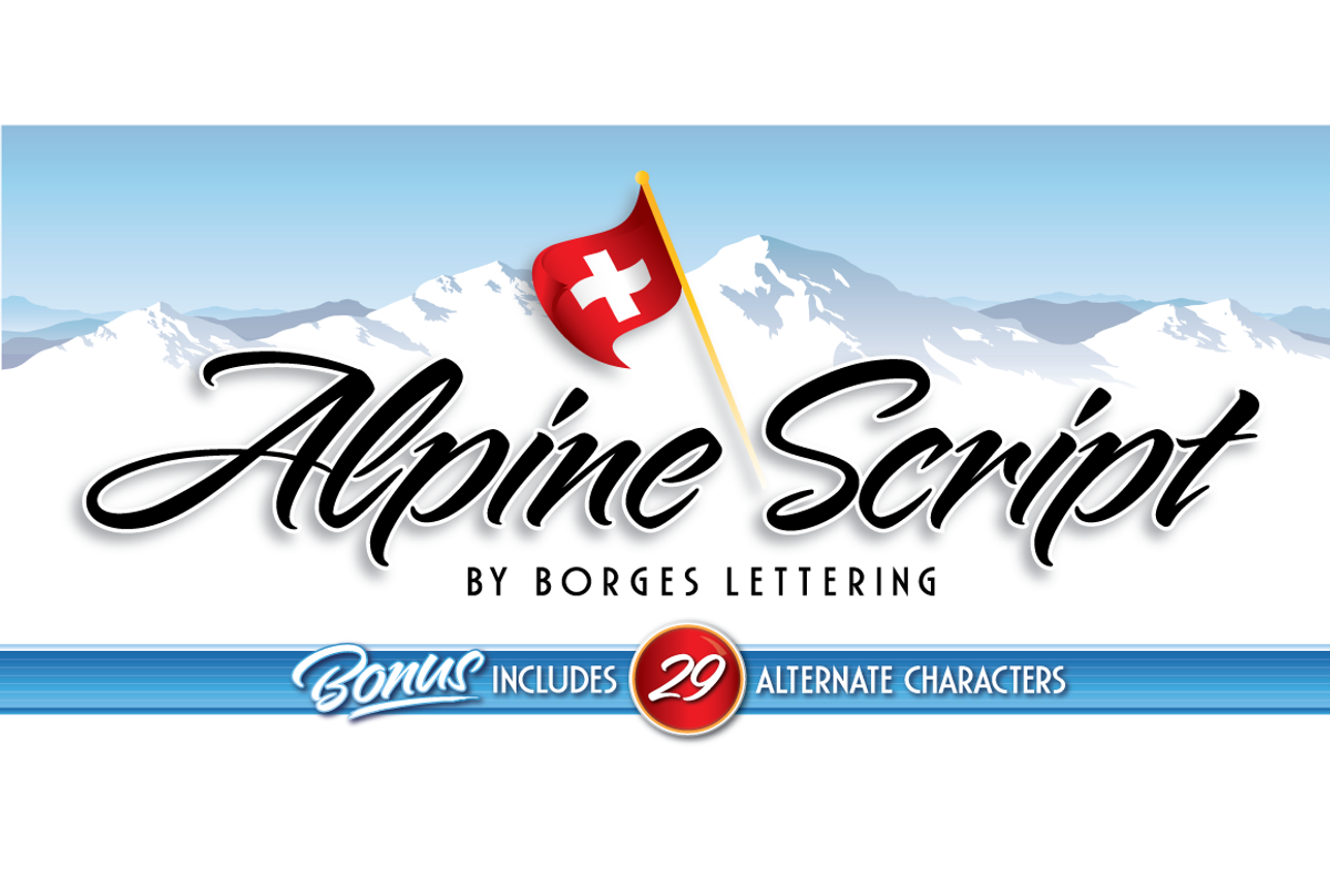 Alpine Script, a Script Font by Borges Lettering