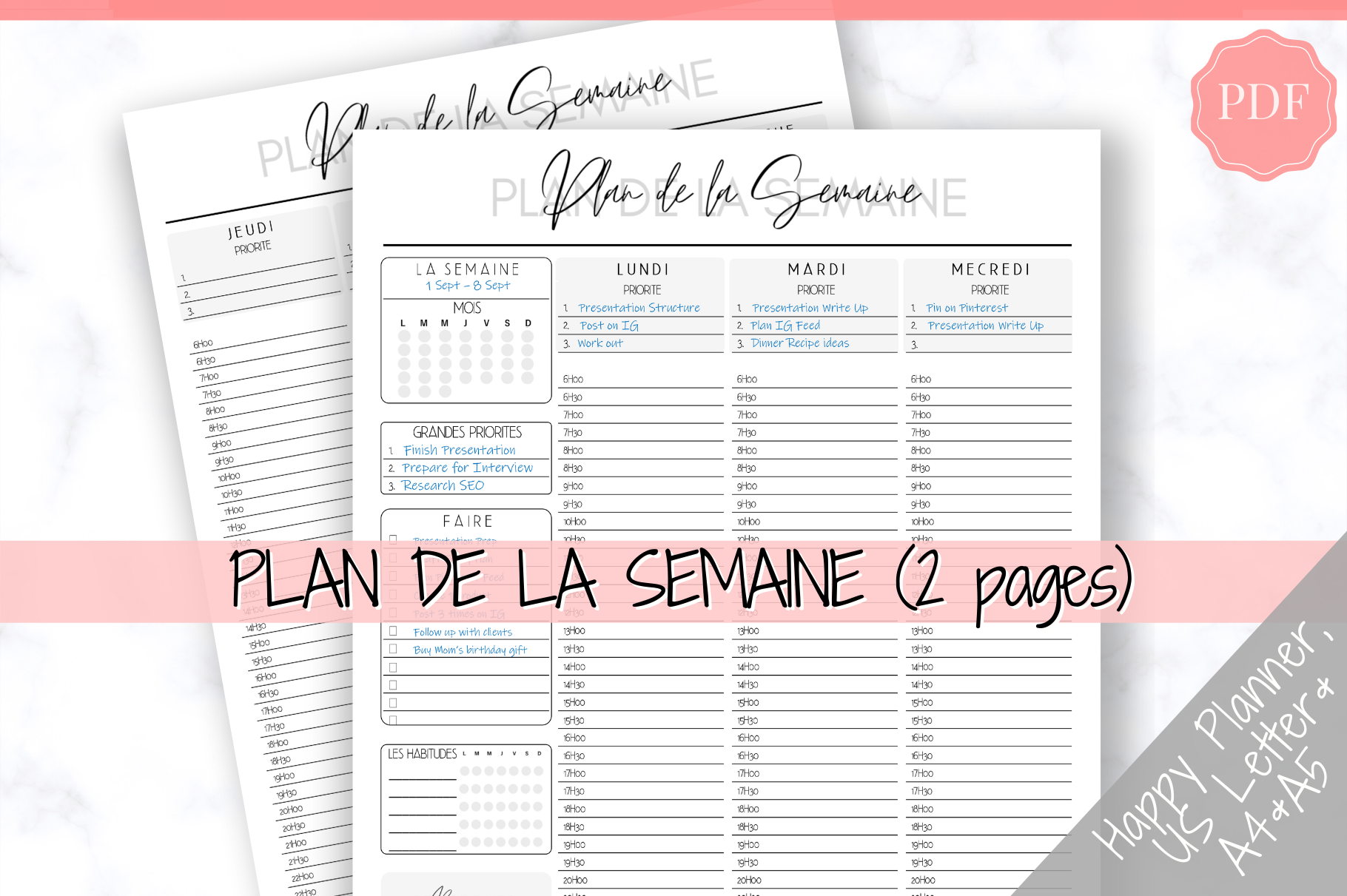 FRENCH Weekly Planner Printable