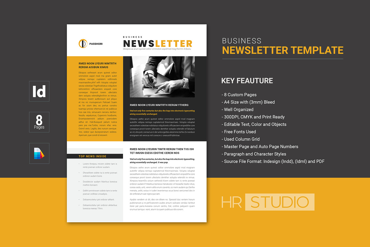 Newsletter Template | Adobe InDesign, a Brochure Template by HR Studio ...