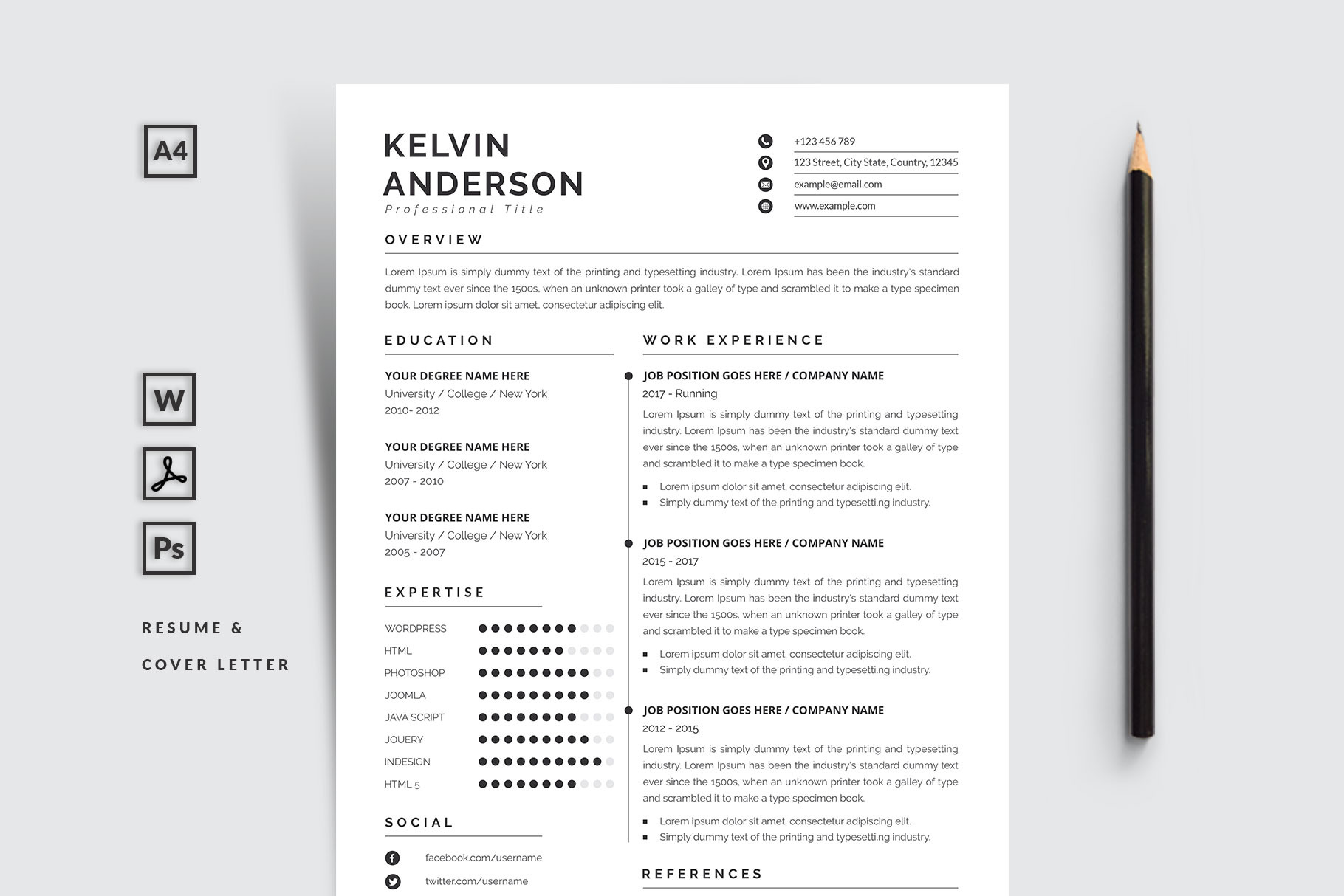 Clean Word Resume / CV, a Resume Template by Amit Debnath