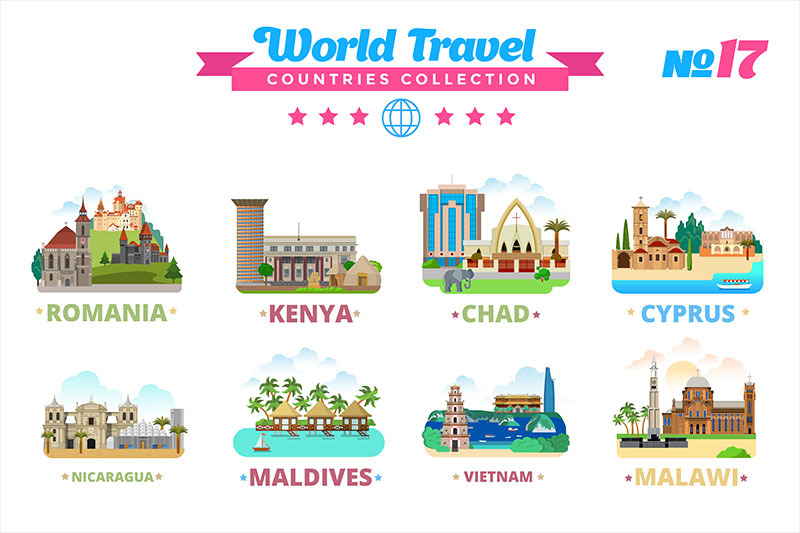 World Travel Countries Collection 17, an Illustration by Sentavio