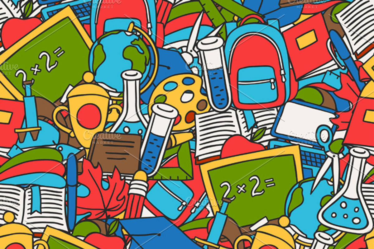 School seamless patterns., a Pattern Graphic by incomible | Creative Market