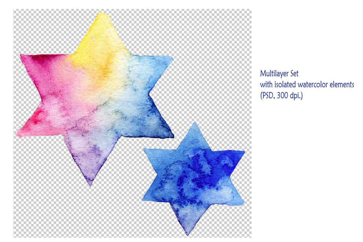 Stars background & kit, a Decorative Illustration by WatercolorArt