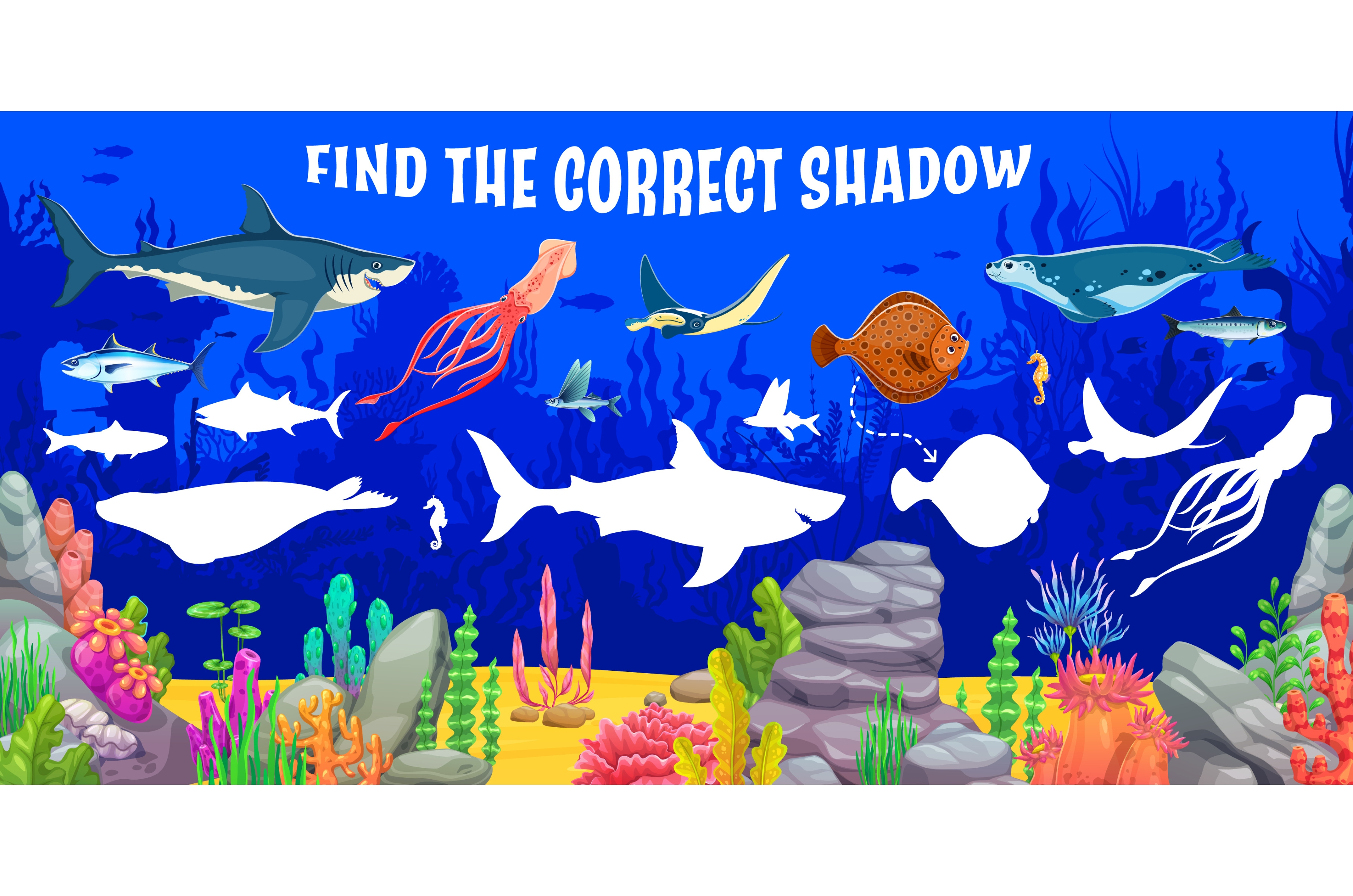 Find the correct shadow, an Animal Illustration by Vector Tradition