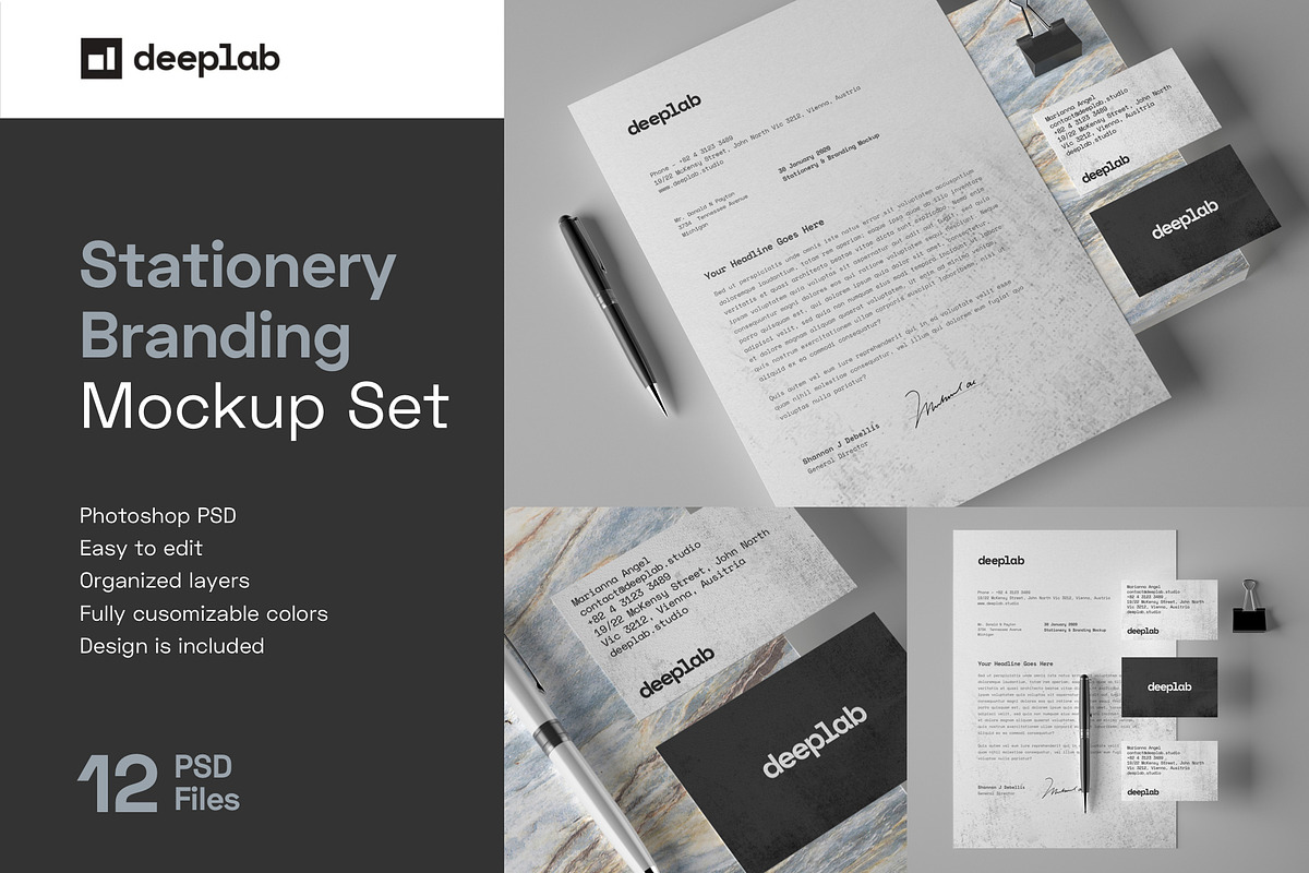 Stationery Branding Mockup Set, a Product Mockup by Deeplab
