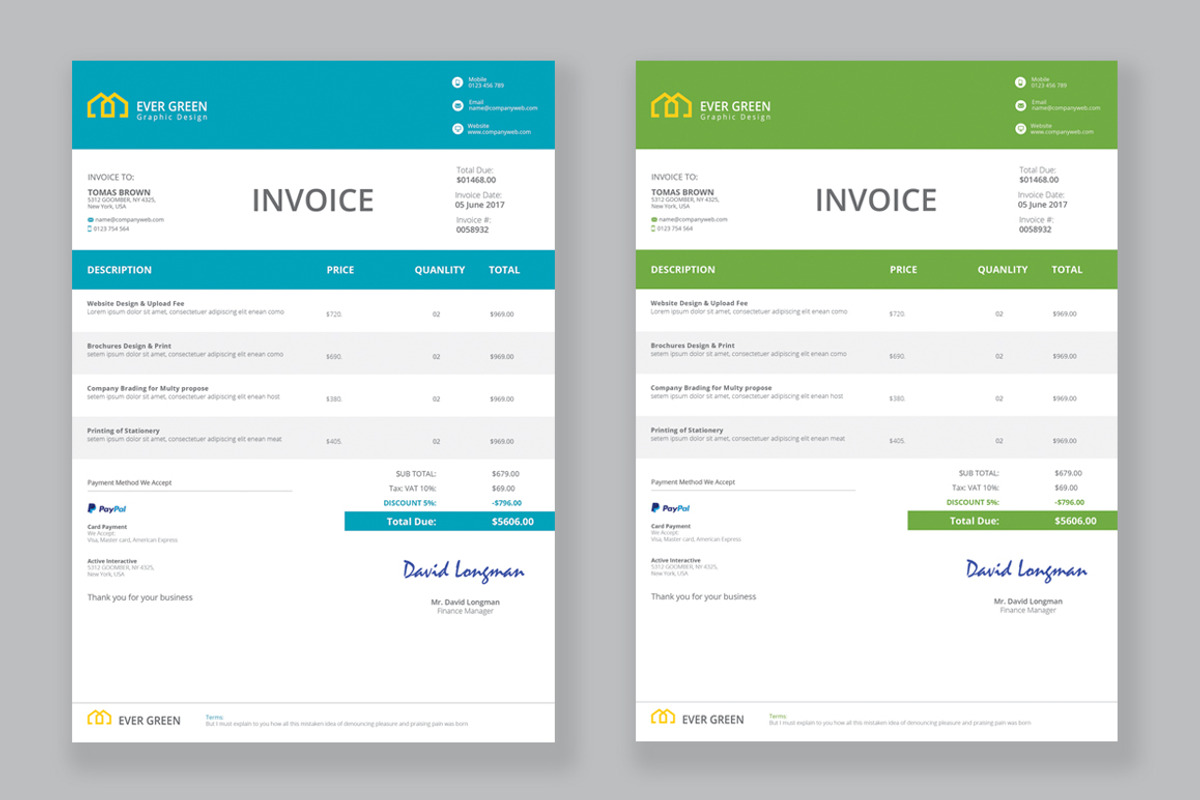 INVOICE, a Stationery Template by Pxl_graphic | Creative Market