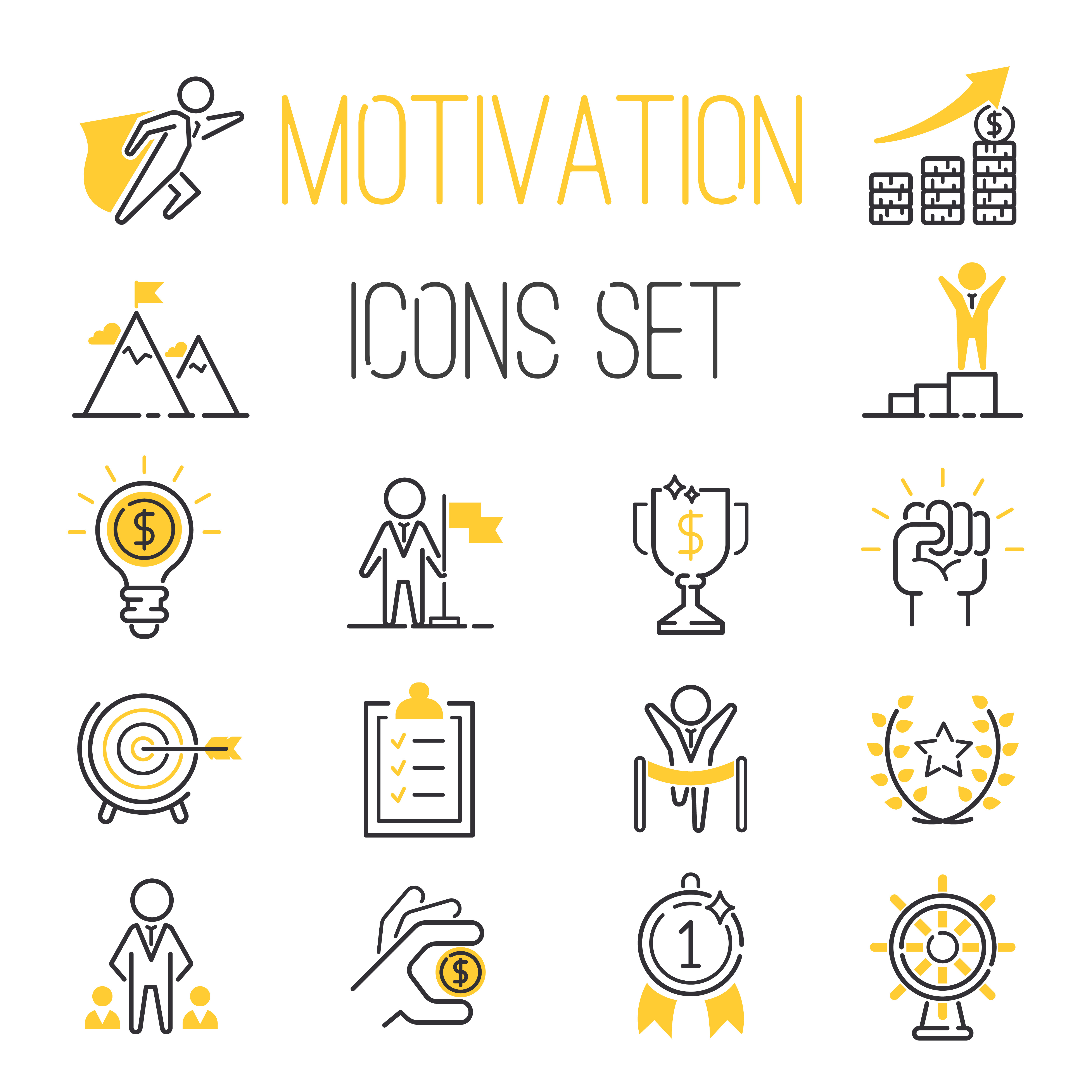 Motivations icons vector set, a Person Illustration by Vectorstockersland