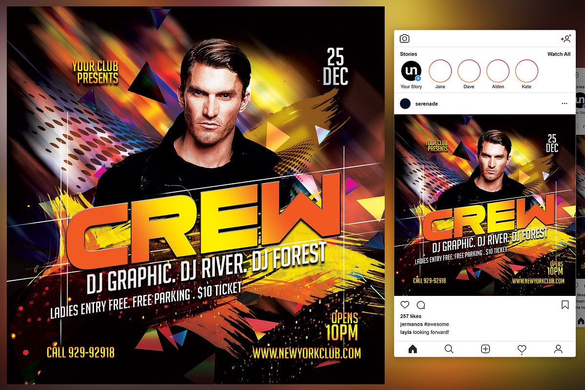 Crew DJ Flyer, a Flyer Template by KiraYamato Design Studio