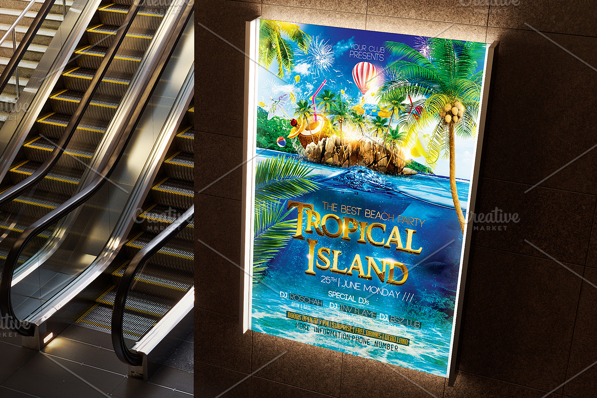 Tropical Island Party Flyer, a Flyer Template by Basez Flyers