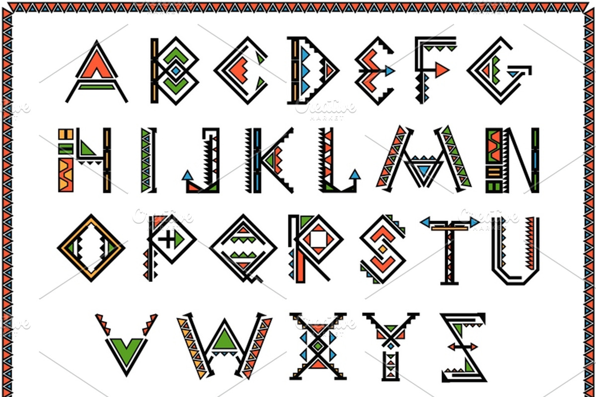 Native american indian font, a Decorative Illustration by Microvector