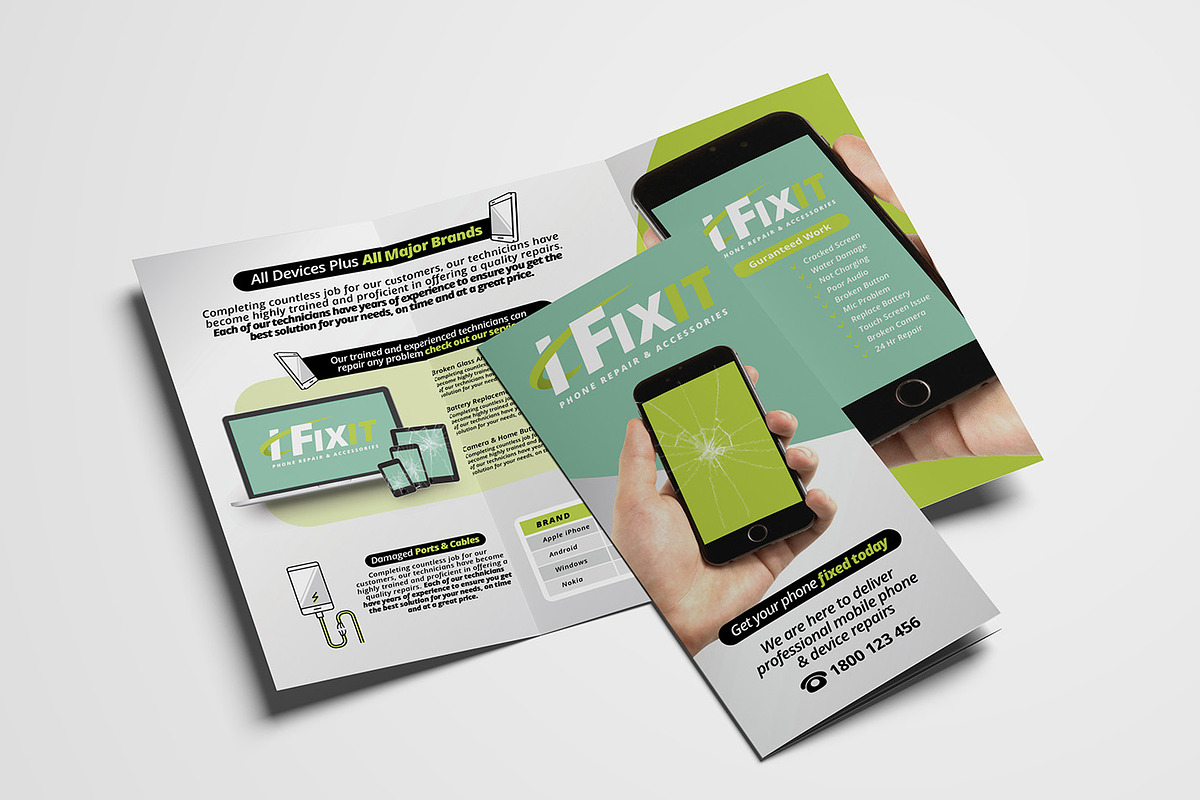 Phone Repair Shop Tri-Fold Brochure, a Brochure Template by BrandPacks
