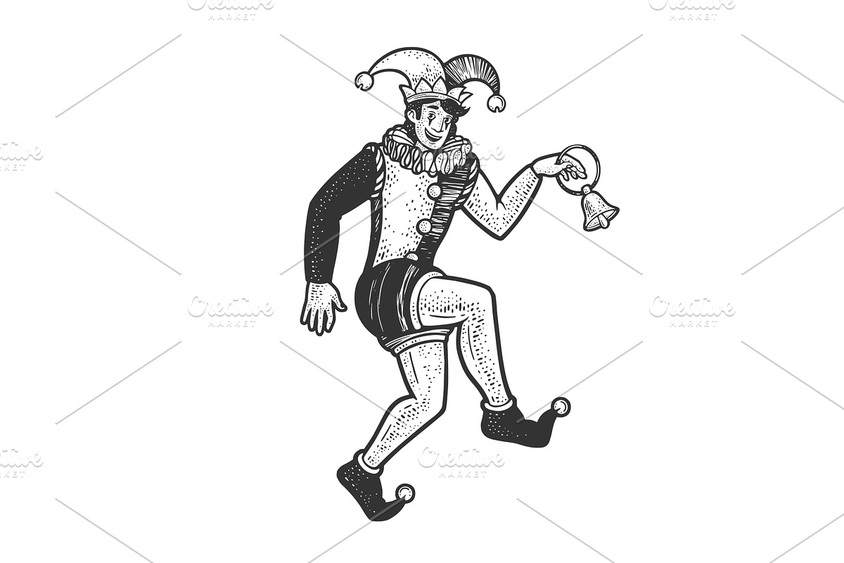 medieval jester sketch vector, an Object Illustration by AlexArt ...