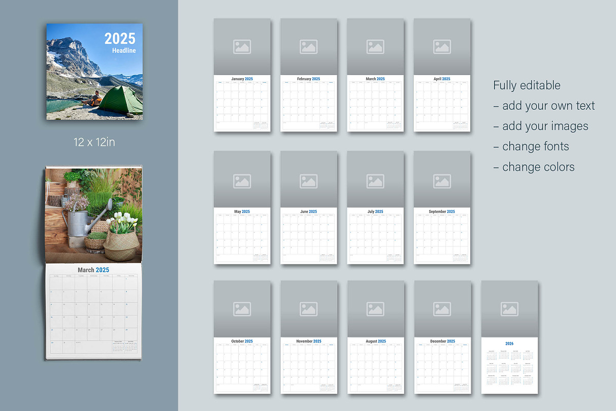 2025 Calendar InDesign Templates, a Brochure Template by R-studio