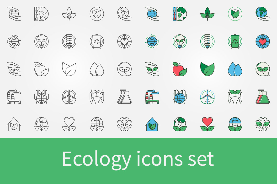 Ecology icons set, an Outline Icon by Venomous Vector