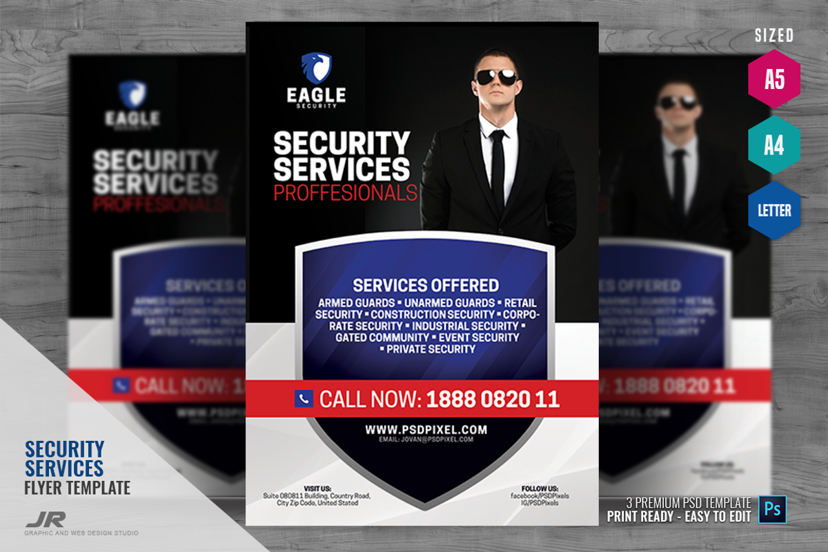 Private Security Services Flyer, a Flyer Template by PSDPixel