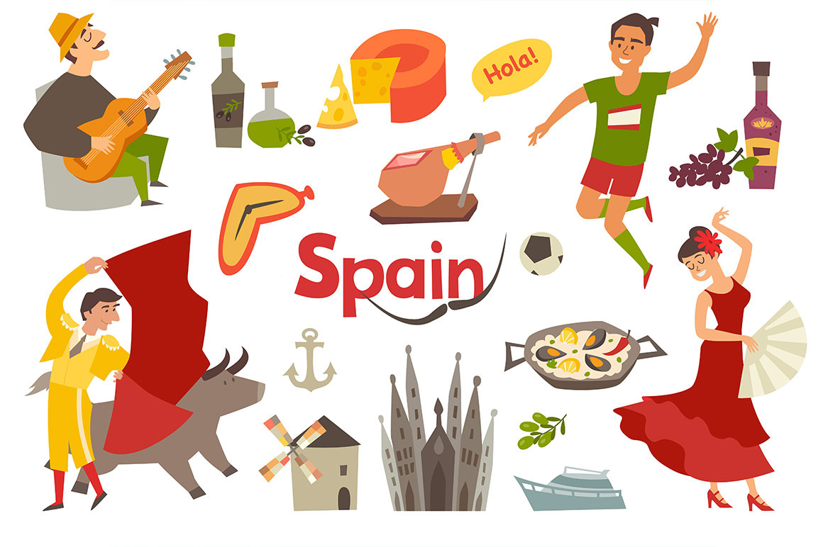 Spain traditional symbols set, an Object Graphic by Rimma