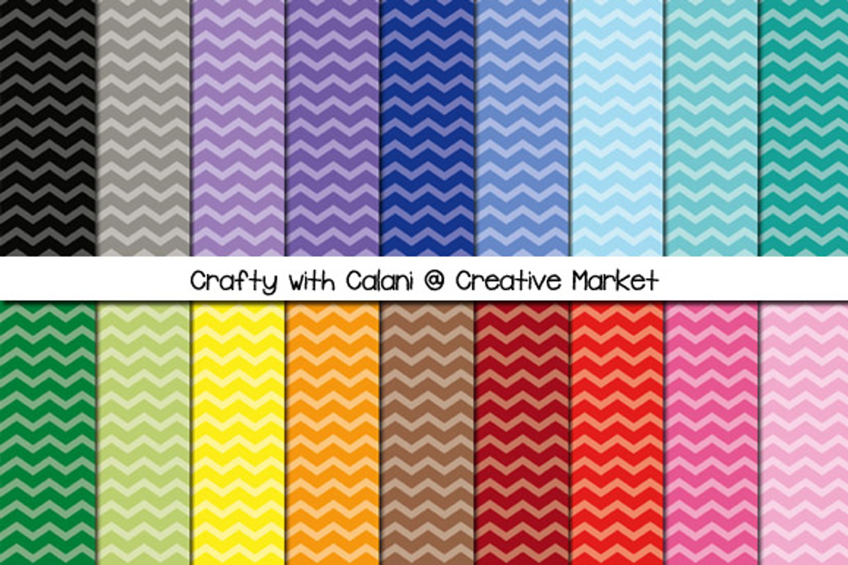Rainbow Chevron Digital Paper, a Pattern Graphic by Crafty with Calani ...