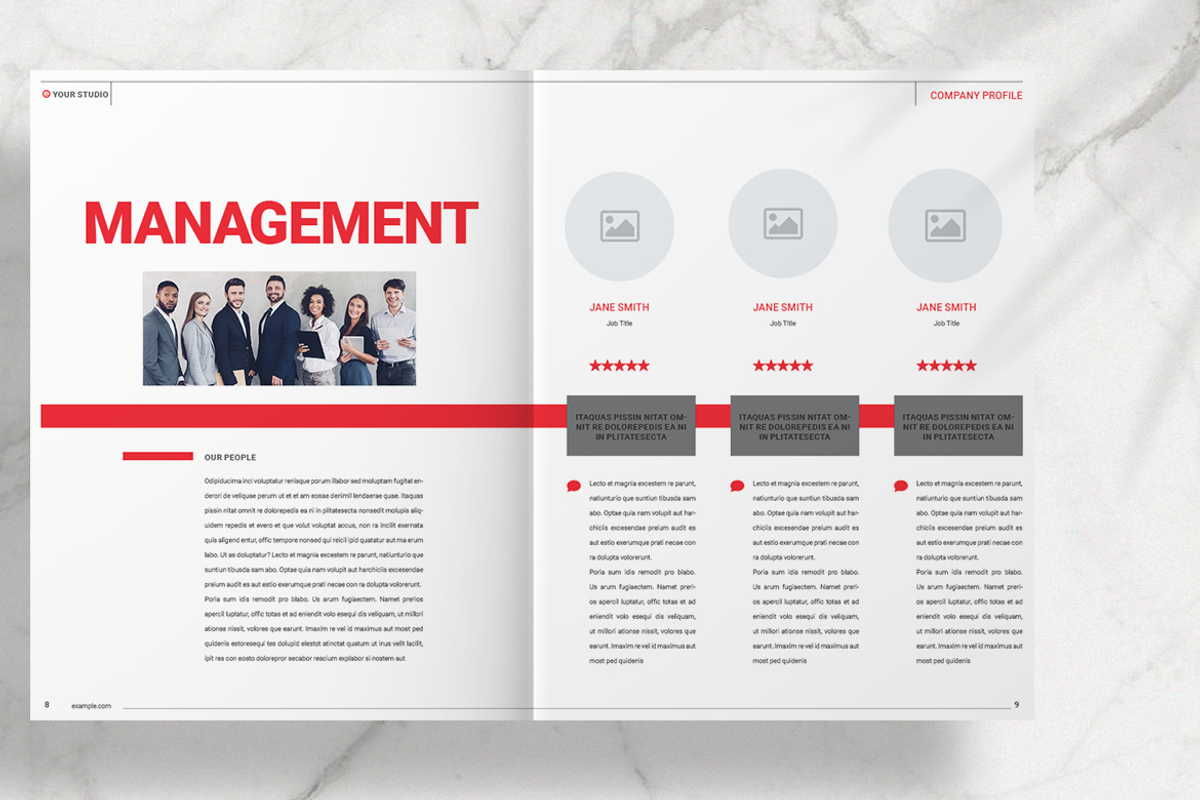 Red and Black Company Profile Layout, a Brochure Template by Boris Cupac