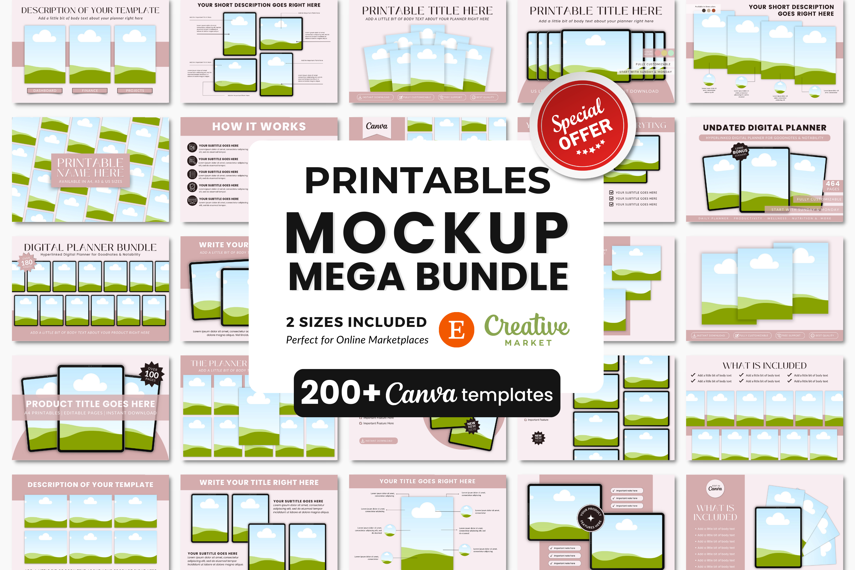 Printables Canva Mockup Templates Pink