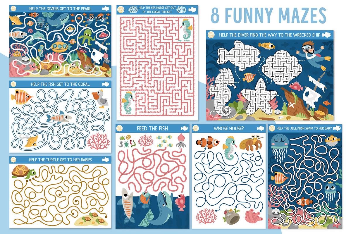 Under the sea games and activities, an Education Illustration by Lexi Claus
