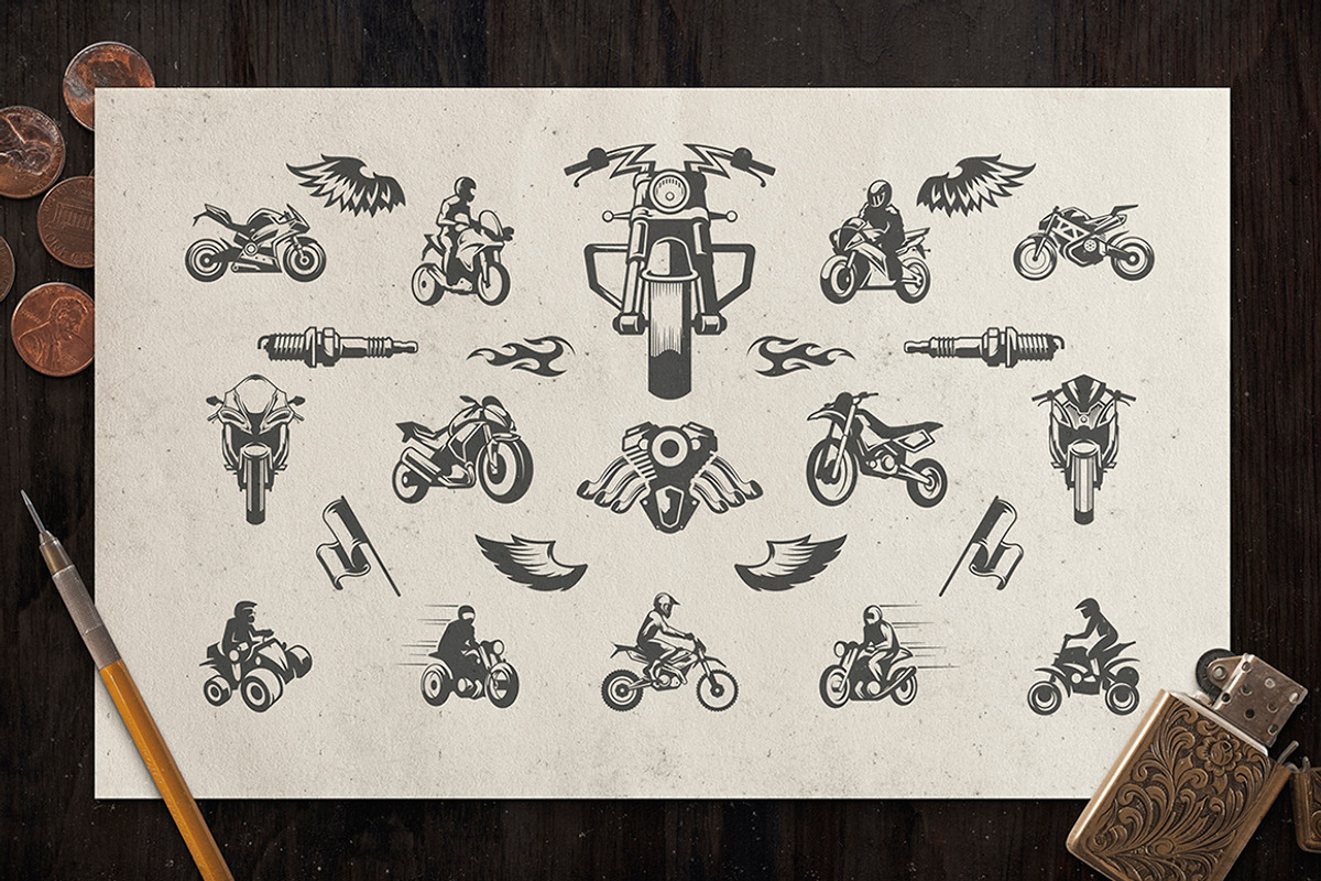 50 Motorcycles Logos and Badges, a Branding & Logo Template by Vasya ...