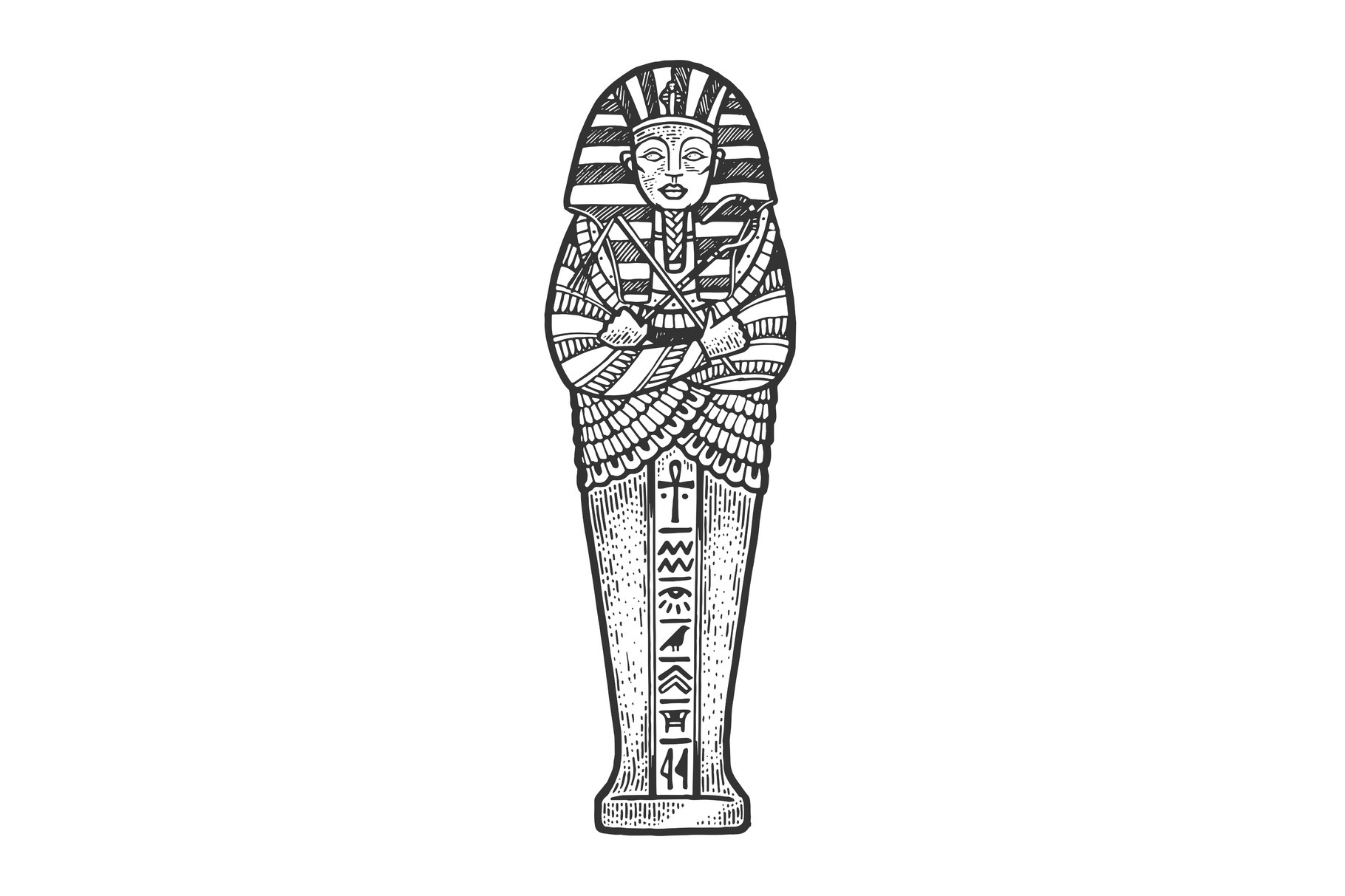 Ancient Egyptian Sarcophagus sketch, a Decorative Illustration by AlexArt