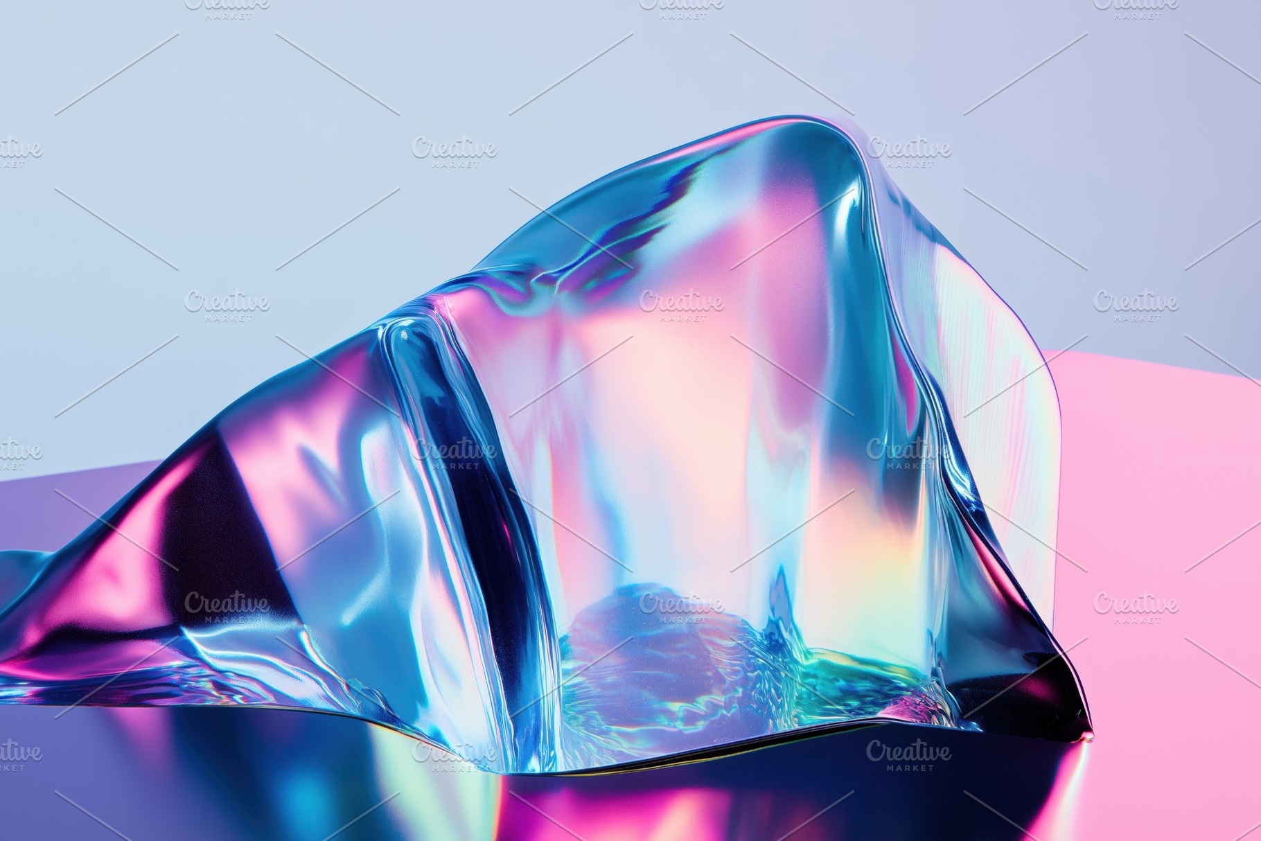 A colorful, abstract sculpture resembling a fluid, translucent form ...