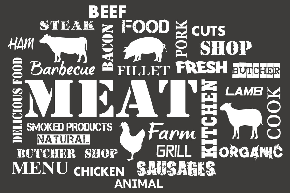 Meat. Text set of butcher, a Graphic by Tomass2015