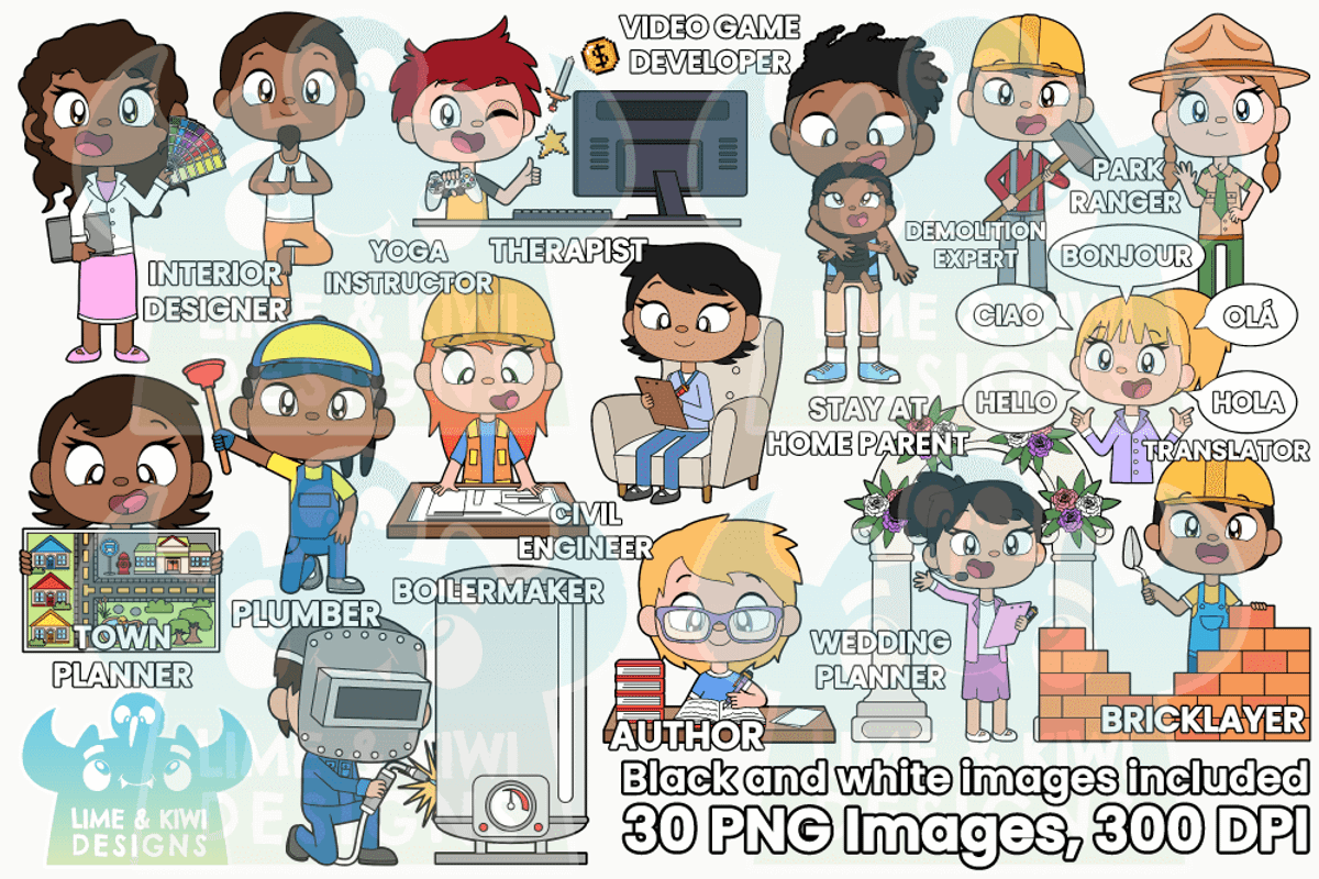 Occupations Clipart Bundle 1, a Person Illustration by Lime & Kiwi Designs