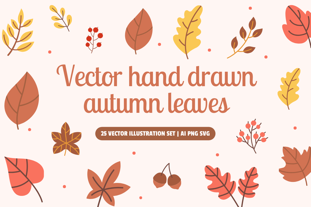 Vector Hand Drawn Autumn Leaves Set | Creative Market