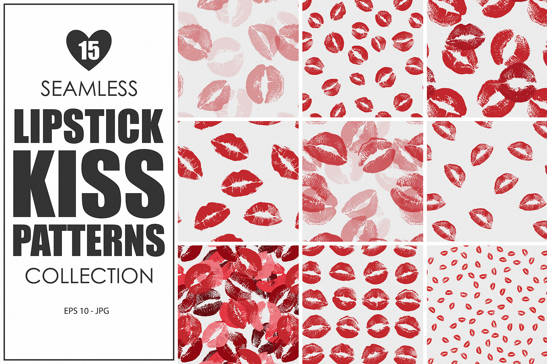 15 Red Lipstick Kisses Patterns