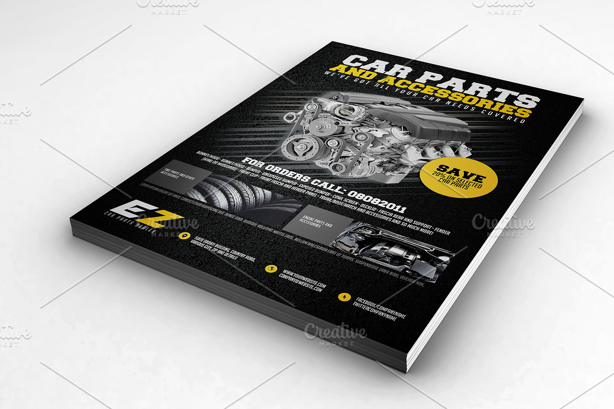 Car Parts and Accessories Flyer, a Flyer Template by PSDPixel
