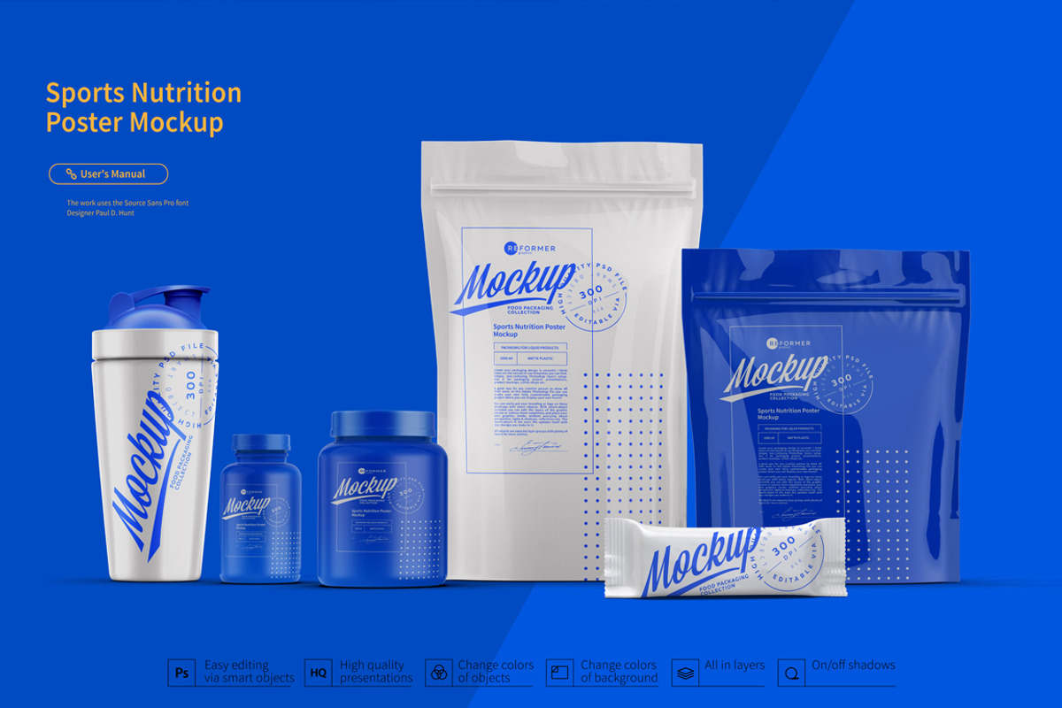 Sports Nutrition Poster Mock-Up, a Packaging Mockup by Reformer Mockup