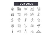 Tour guide line icons, signs set | Graphic Objects ~ Creative Market