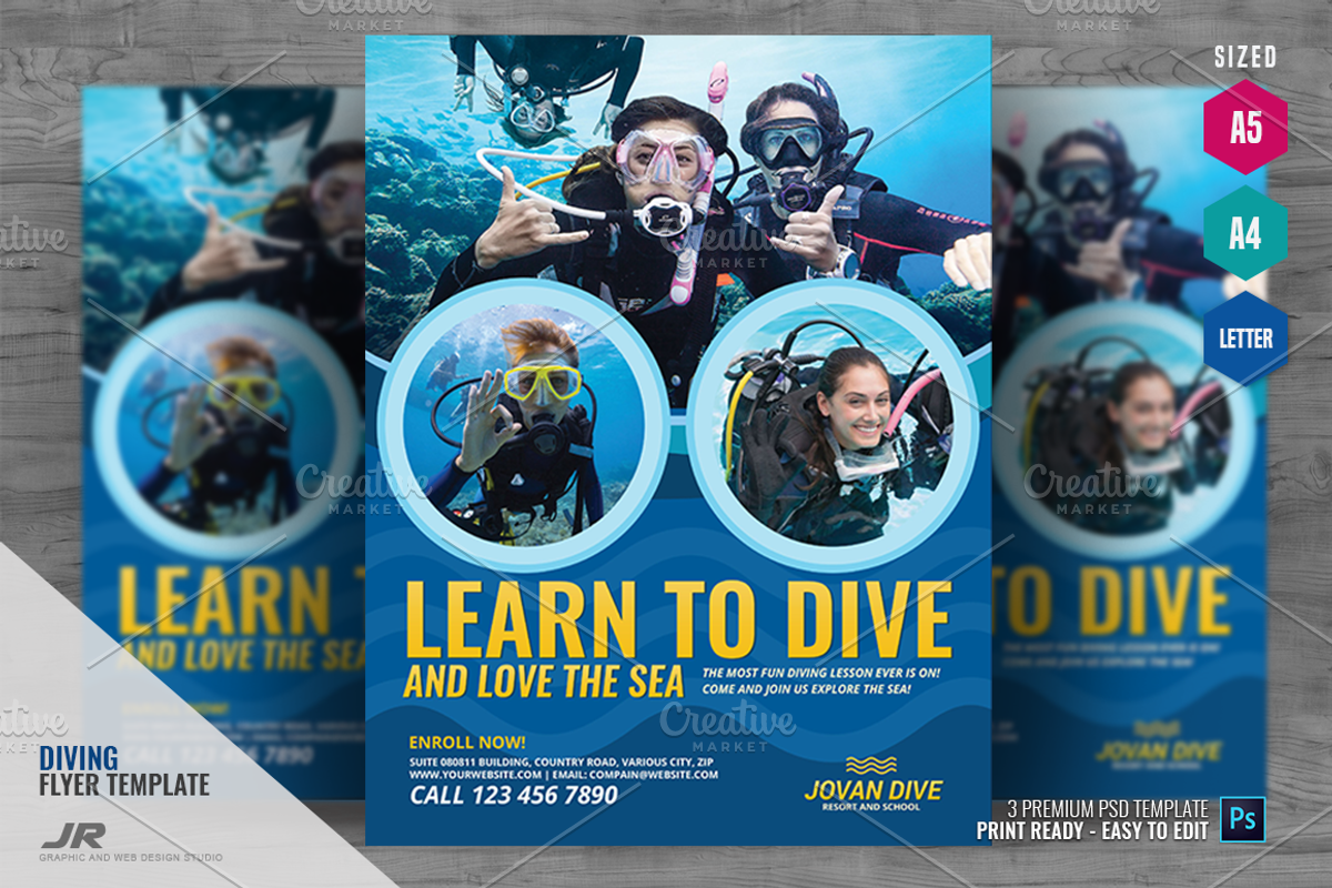 Diving Services Flyer v2, a Flyer Template by PSDPixel